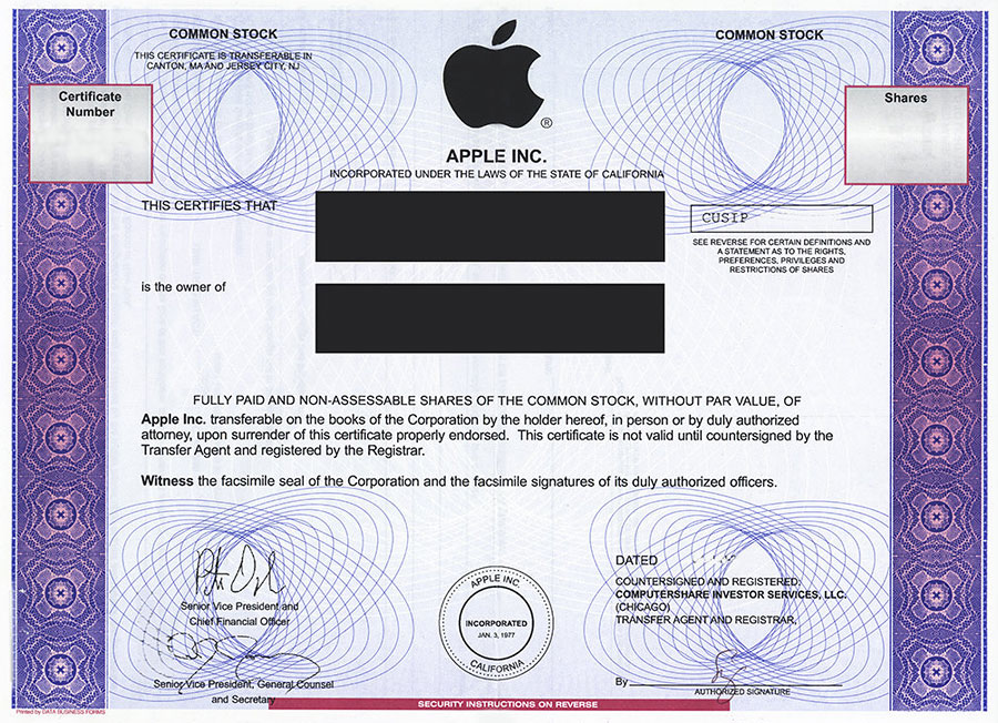Buy Apple Stock Certificate Stocklands Wetherill Park Christmas 